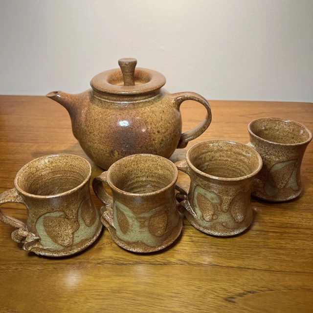 6 PIECE HAND Thrown Art Pottery Tea Set Signed $45.00 - PicClick CA