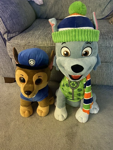 PAW PATROL ROCKY Large Soft Toy Plush Teddy Pup 55cm height & Chase VGC ...