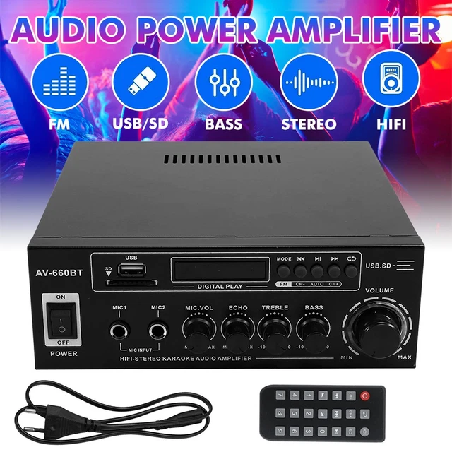 2CH STEREO BLUETOOTH Power Amplifier HiFi FM Home Karaoke Amp $45.49 ...