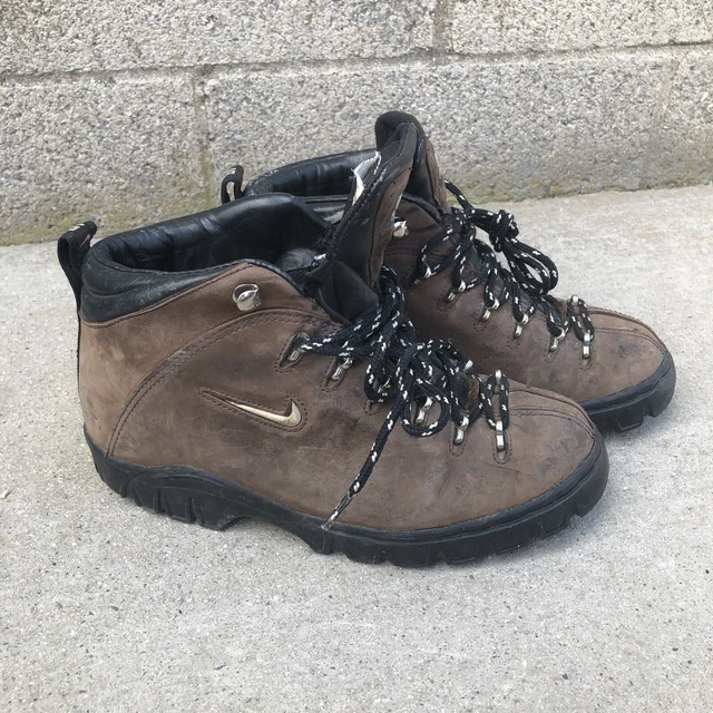 VINTAGE NIKE ACG 1998 Brown Leather Trail Hiking Boots Womens Size 8 ...