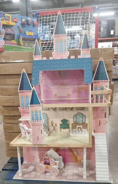 COCOLAND FANTASY CASTLE & Carriage Wooden Doll House 35cm x 85cm x 30cm ...