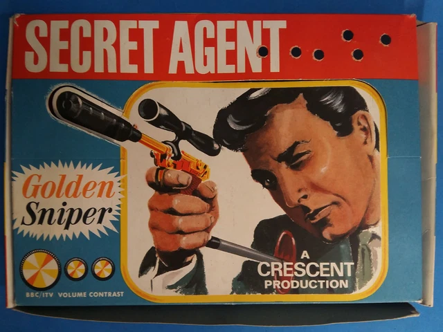 VINTAGE SECRET AGENT crescent CAP GUN toy JAMES BOND 007 boxed LUGER ...