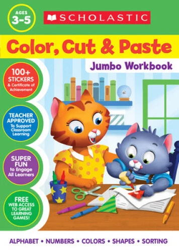 COLOR, CUT & Paste Jumbo Workbook by Scholastic NEUF EUR 20,31 ...