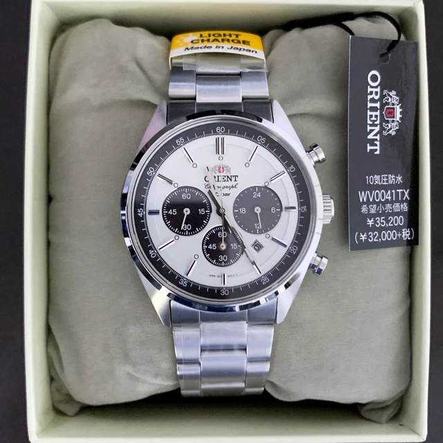 ORIENT WATCH WV0041TX SOLAR PANDA Laiteux Blanc Homme Neo 70's EUR 214 ...