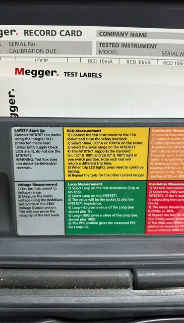 MEGGER MTB7671 CALIBRATION Test Box £94.88 - PicClick UK