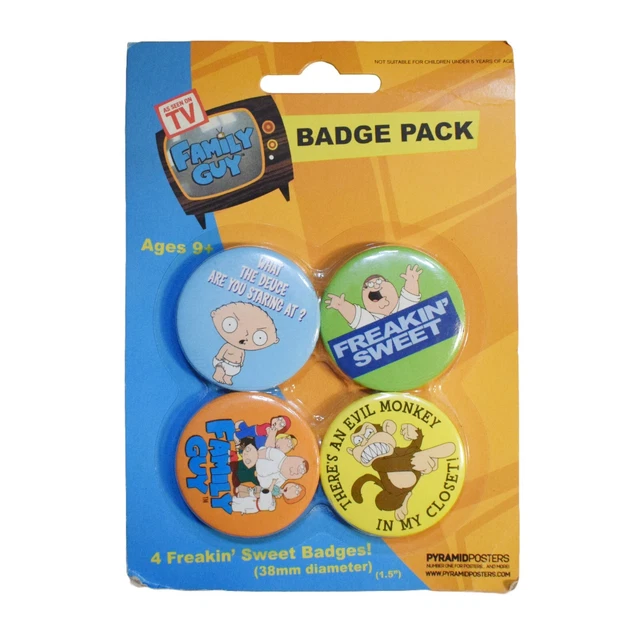 FAMILY GUY BADGE Pack 4 Freakin Sweet button badges Official ©2007 New ...