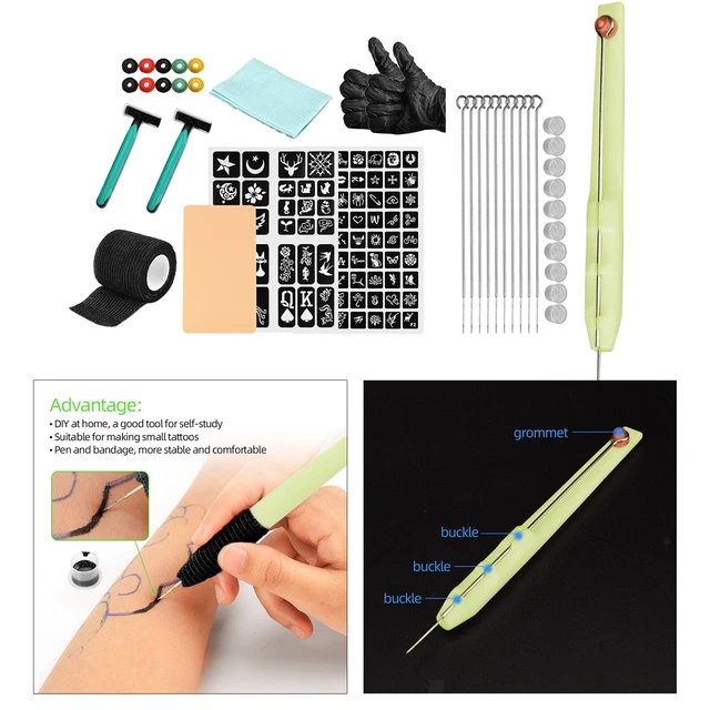 HOCHWERTIGES HAND POKE und Stick Tattoo Kit, DIY Tattoo Supply Ink Set EUR 20,20 - PicClick FR