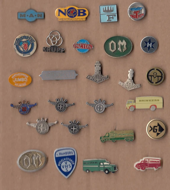VINTAGE TRUCK LORRY pin badges 1960s OM SCANIA DAF Pacton Krupp MAN ...