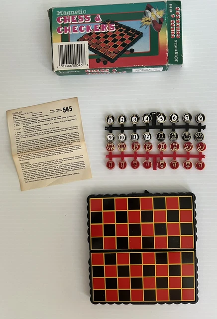 MINI FOLDING TRAVEL Chess/checker Set with Magnetic Board, Willis ...