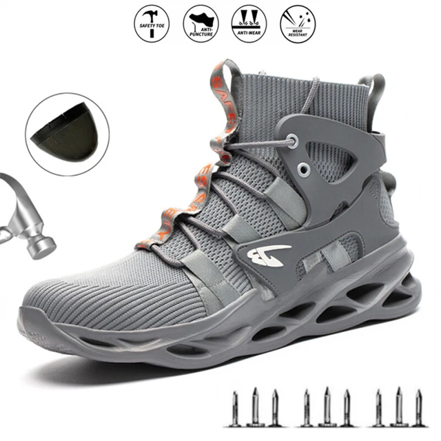 SAFETY SHOES MEN Lightweight Steel Toe Cap Work Boots Hiking Trainers ...