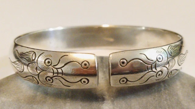 CHINESE LATE QING Dynasty Solid Silver Dragon Cuff Bangle Bracelet £311 ...
