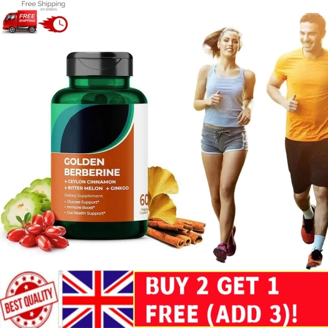 GOLDEN BERBERINE SUPPLEMENT 60 Caps for Metabolism, Gut Health & Immune ...