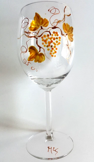 VINTAGE SERIE SERVICE de 7 ANCIENS VERRES à PIED (EAU) PEINT à LA MAIN ...