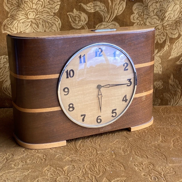 ANTIQUE CLOCK MONEY Box 1930s Art Deco Large Mantle Table ‘Two Florins ...