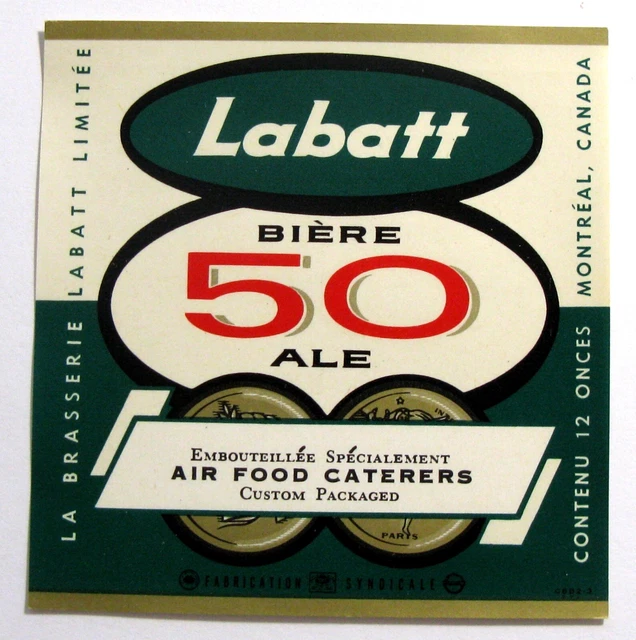 BRASSERIE LABATT LABATT 50 - TRAITEURS D'AIR étiquette bière CANADA 12 ...