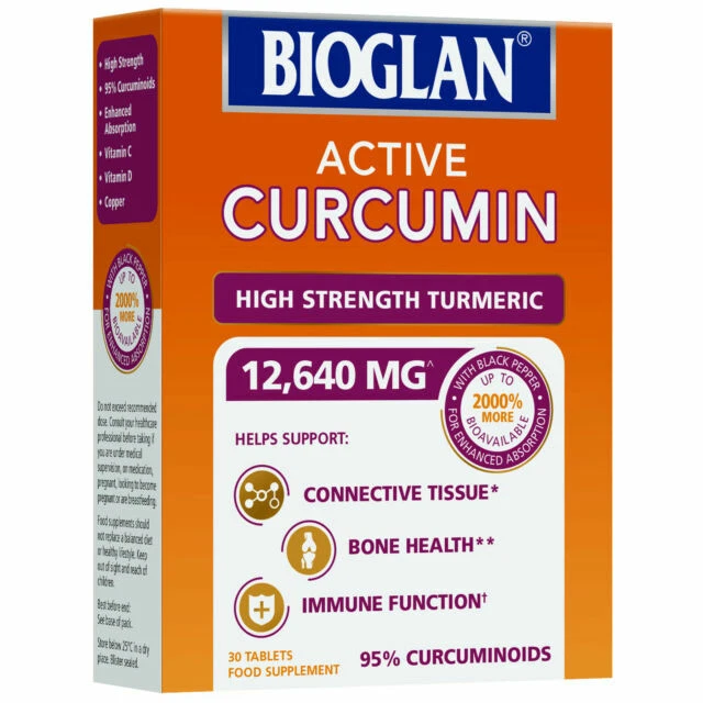 BIOGLAN ACTIVE (12640 mg) Curcumin High Strength Turmeric Tablet - 30 ...
