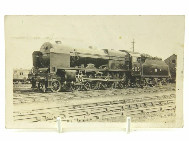 ANTIQUE REAL PHOTOGRAPH railway train postcard LMS 6113 steam ...