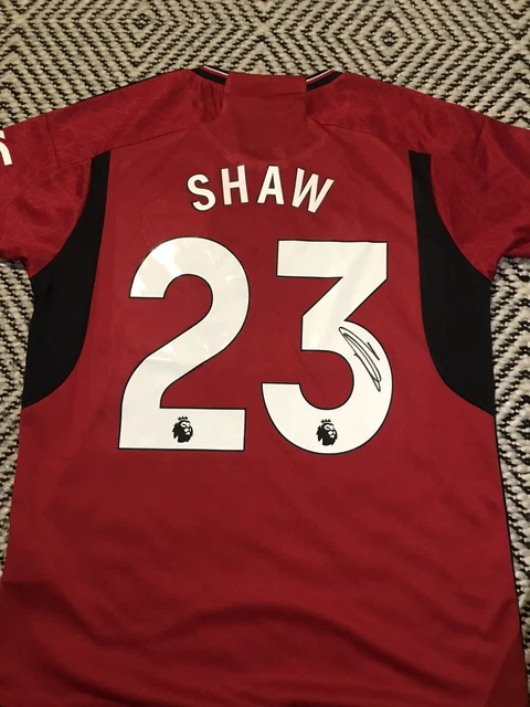 LUKE SHAW SIGNED Manchester United Shirt: Home, 2023-24 Autograph ...