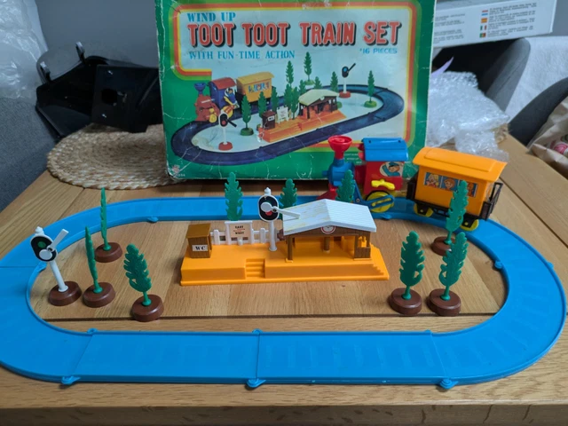 VINTAGE JIMSON 1970S Workin Clockwork Toot Toot Train Set Original Box ...