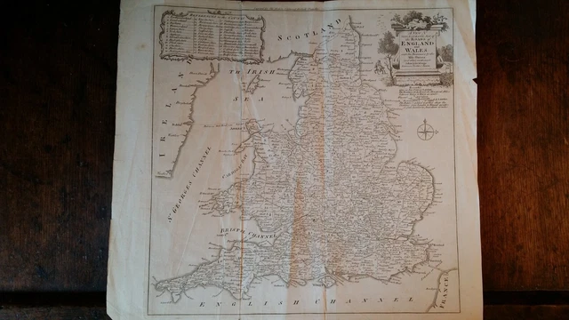 1780'S LARGE ANTIQUE Copper Plate Map Roads England & Wales £40.00 ...