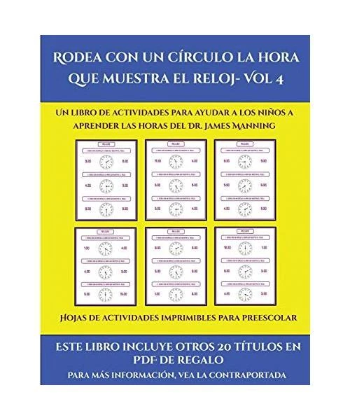 HOJAS DE ACTIVIDADES imprimibles para preescolar (Rodea con un círculo la hora EUR 9,48 ...