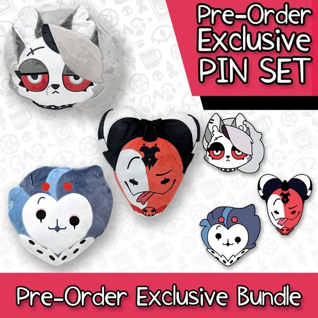HELLUVA BOSS - Stolas + Blitz + Loona HEAD Pillow Bundle + 3 BONUS PINS ...
