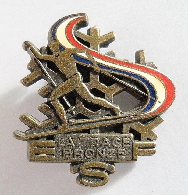 INSIGNE MÉDAILLE BADGE ESF FFS école de ski de fond la trace bronze EUR ...