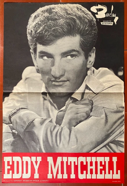 AFFICHE ORIGINALE EDDY MITCHELL Barclay Musique Concert 39x58cm 60's ...