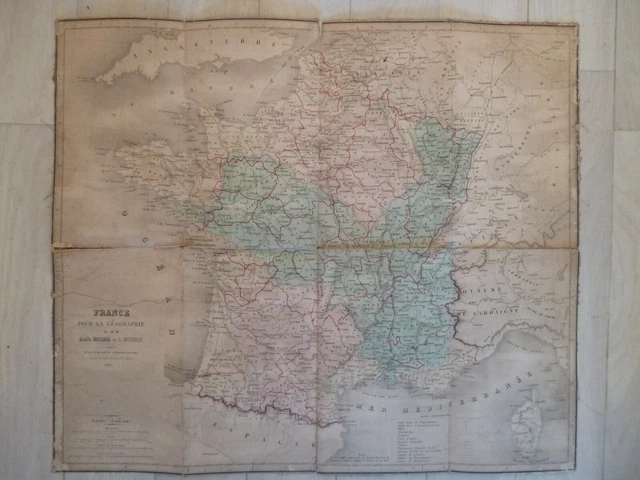 RETRO-COLLECTION ANCIENNE CARTE de France 1865 Achille Meissas/A ...