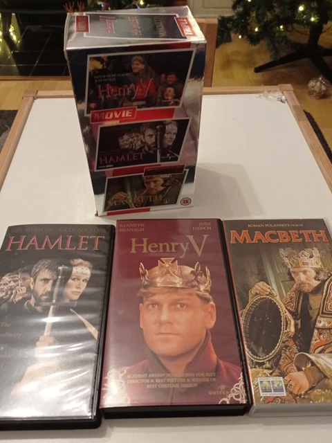 RARE SHAKESPEARE VHS Triple Movie Boxset - Henry V Macbeth Hamlet ...