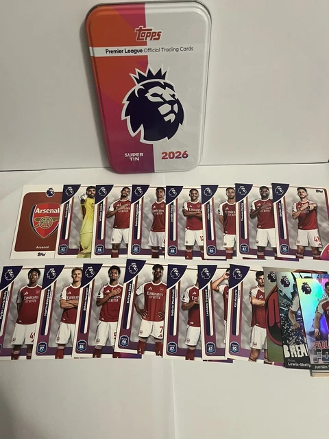 TOPPS 2026 PREMIER League 25/26 Arsenal Base Bundle Full team 18 cards ...