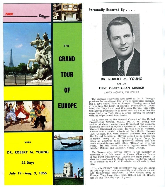 TWA TOUR OF Europe Brochure Dr Robert Young 1st Presbyterian Church ...