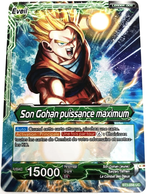 CARTE DRAGON BALL SUPER : SON GOHAN PUISSANCE MAXIMUM - BT1-058 UC EUR 2,50 - PicClick IT
