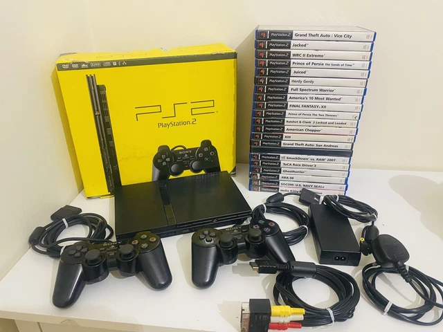 PLAYSTATION 2 PS2 Slim Console Bundle 2 Controllers And 21 Games £99.99 ...