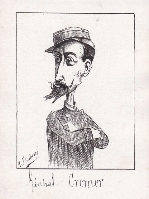 CAMILLE CREMER GENERAL Portrait Caricature Drawing A. Thubeuf 1875 £22. ...