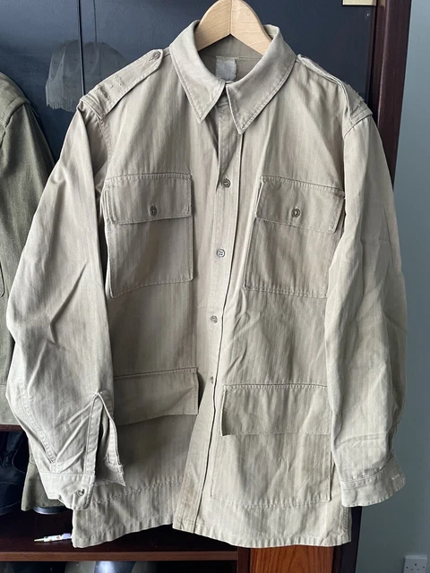 WW2 BRITISH ARMY Khaki Drill Bush Jacket War Aid Us Made HBT Lend Lease ...