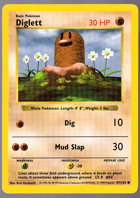 DIGLETT SHADOWLESS 47/102 Base Set Pokemon TCG Card 1999 LP $4.89 ...