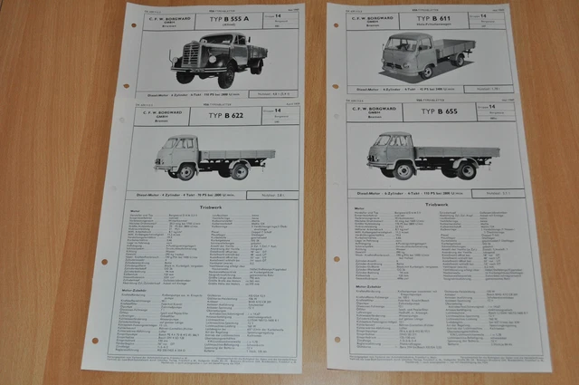 VDA- TYPENBLATT - LKW BORGWARD B 4000 B 4500 A K S Technische Daten EUR ...