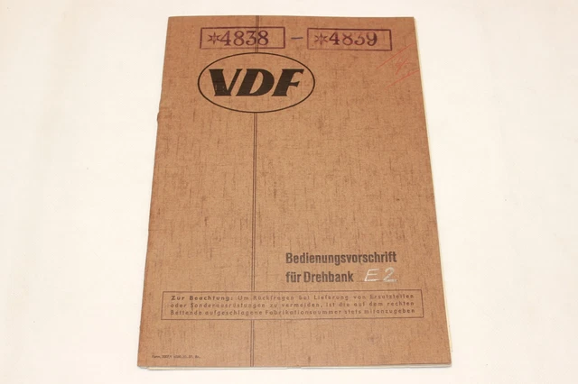 BETRIEBSANLEITUNG - EINHEITS - Drehbank Drehmaschine - VDF - E2-E8 - Bj ...