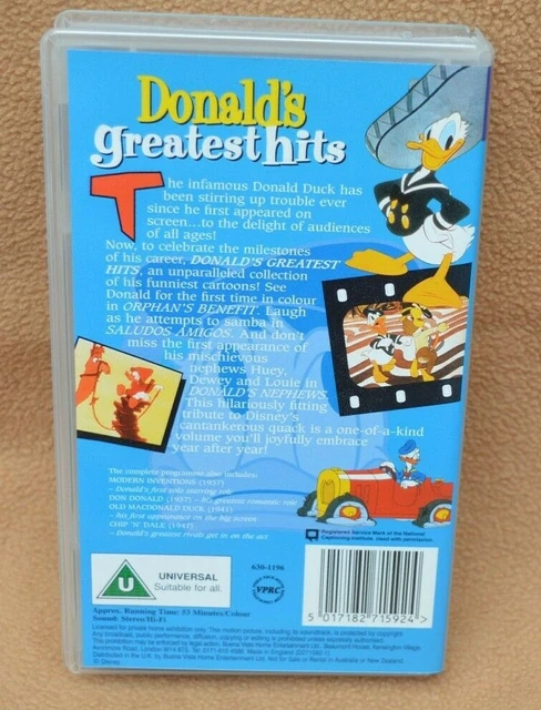 DISNEY DONALDS GREATEST Hits Video Pal Vhs Rare $25.12 - PicClick AU