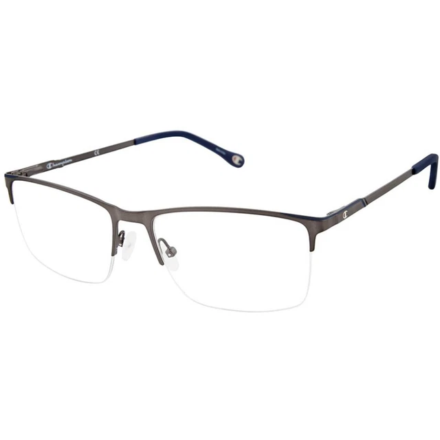 CHAMPION MEN'S EYEGLASSES Demo Lens Gunmetal Rectangular Metal Frame ...