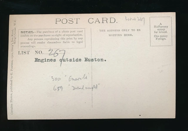 RAILWAY LNWR LOCOS 300 Emerald 659 Dreadnought outside Euston pre1919 ...