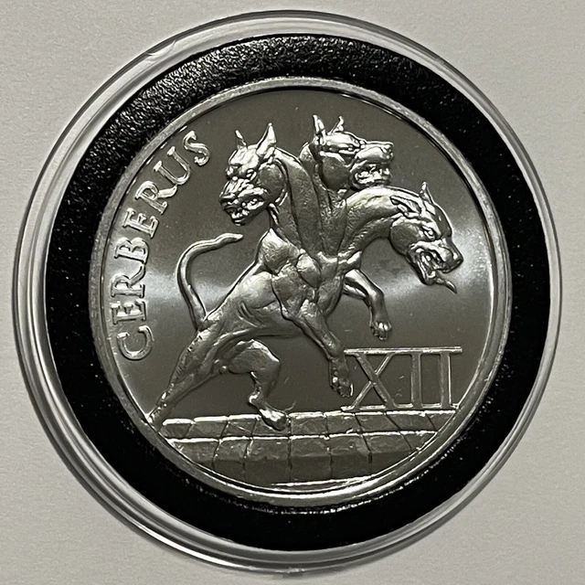 HERCULES 12 LABOURS 3 Headed Cerberus Rare Coin 1 Troy Oz .999 Fine ...