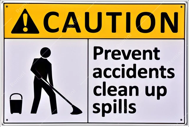 PREVENT ACCIDENTS CLEAN up spills - Warning Sign, restraurant, Shop ...