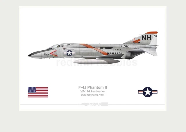 WARHEAD ILLUSTRATED F-4J Phantom II VF-114 Aardvarks Aircraft Print £17 ...