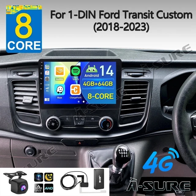 8-CORE 4+64GB ANDROID 14 For 1-Din Ford Transit Custom Car Stereo Radio ...