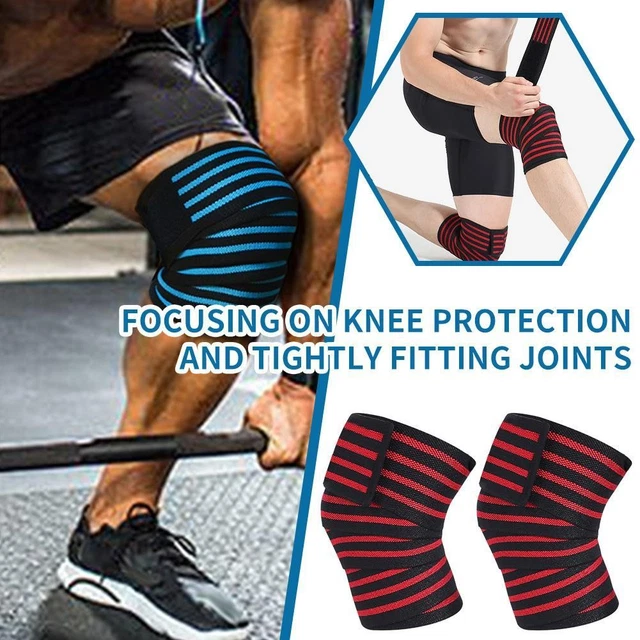 FITNESS WEIGHTLIFTING LEG Knee Compression Straps Wraps Bandages ...