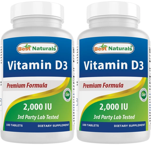 2 PACK BEST Naturals Vitamin D3 2000 IU 100 Tablets $11.88 - PicClick