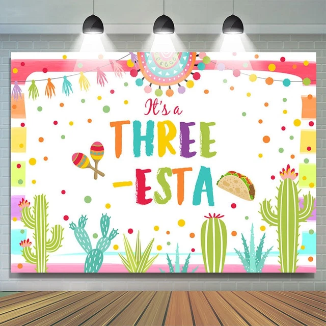 ITS A THREE Esta Taco Colorful 3rd Birthday Backdrop $37.90 - PicClick AU