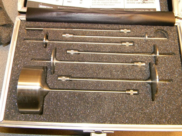 BROOKFIELD RV SPINDLE Set with Case (5 Spindles), Spindles 1, 2, 5, 6 ...